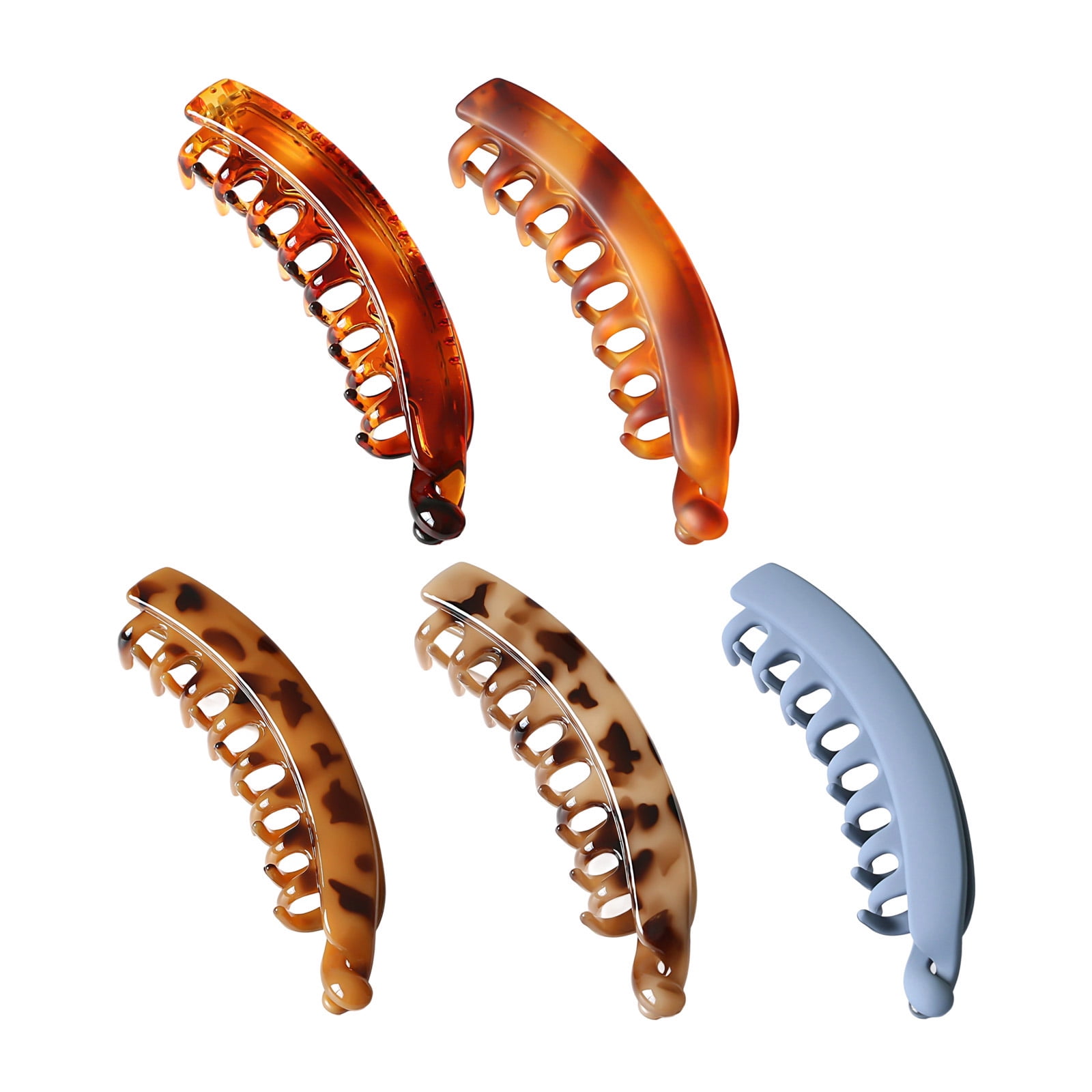 5Pcs Print Plastic Banana Clip Secure Hold For Fine Hair Hairpin For ...