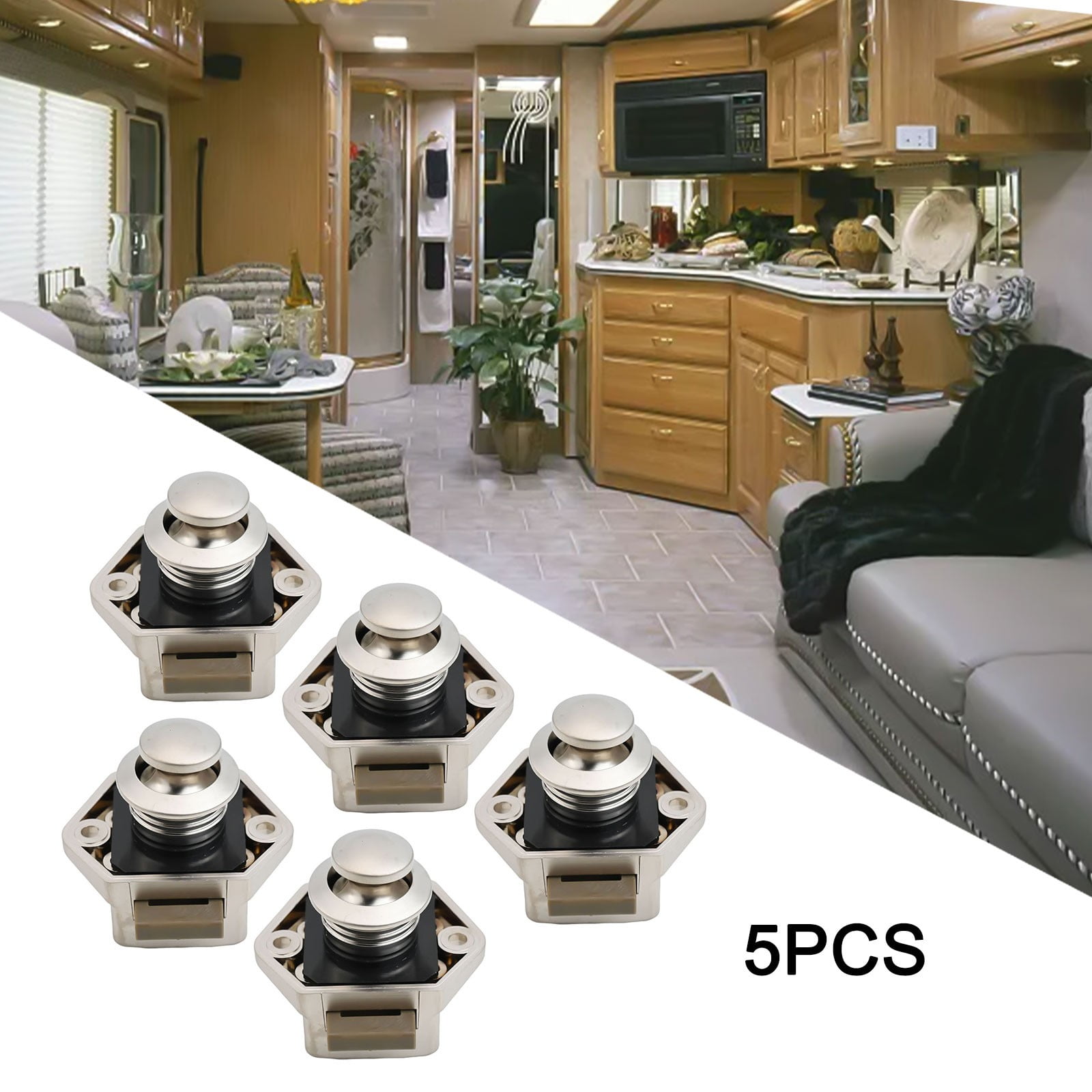 5Pcs Push Button Cabinet Cupboard Campervan Motorhome RV Caravan Boat ...