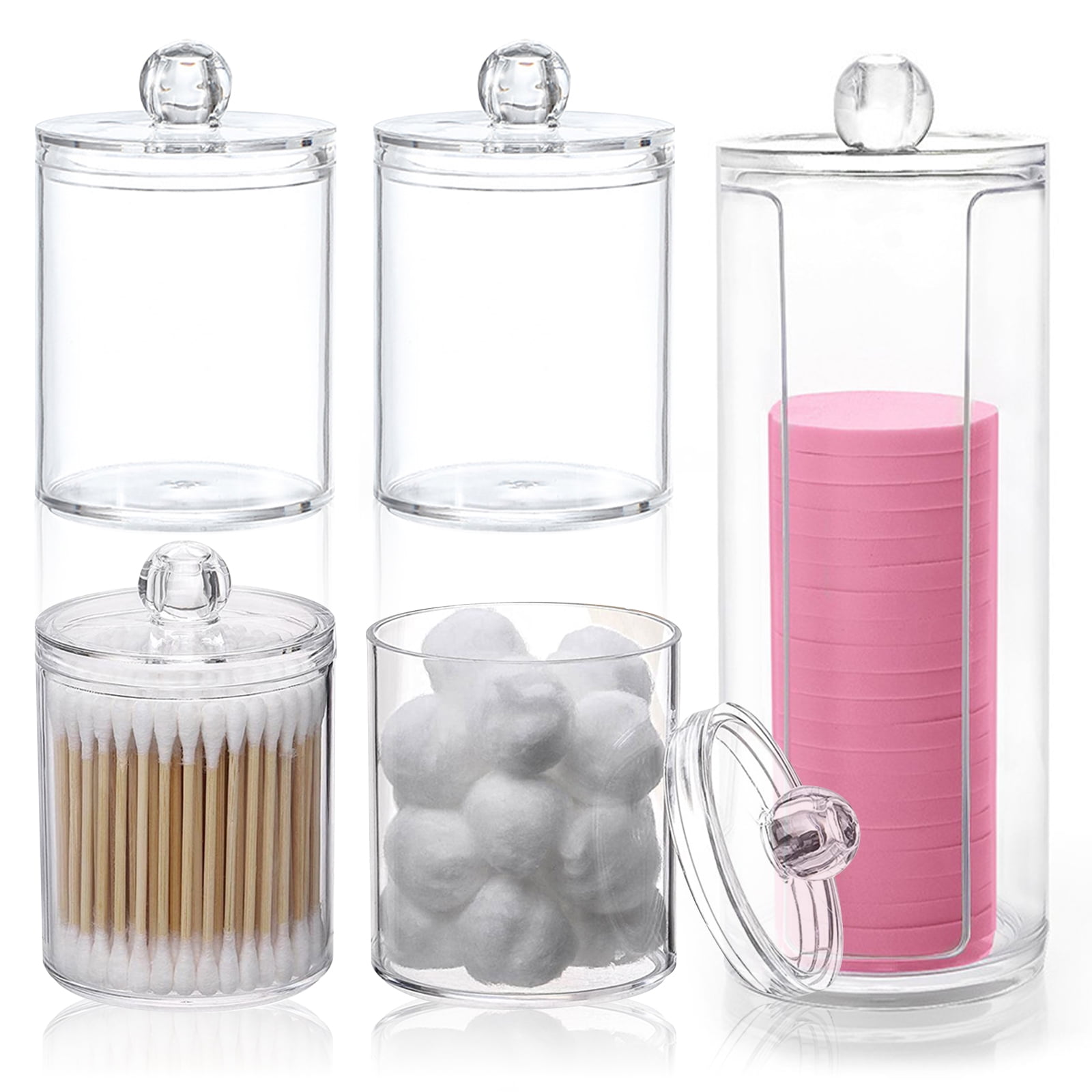 5Pcs Qtip Holder Dispenser, Transparent Cotton Pad Storage Organizer ...