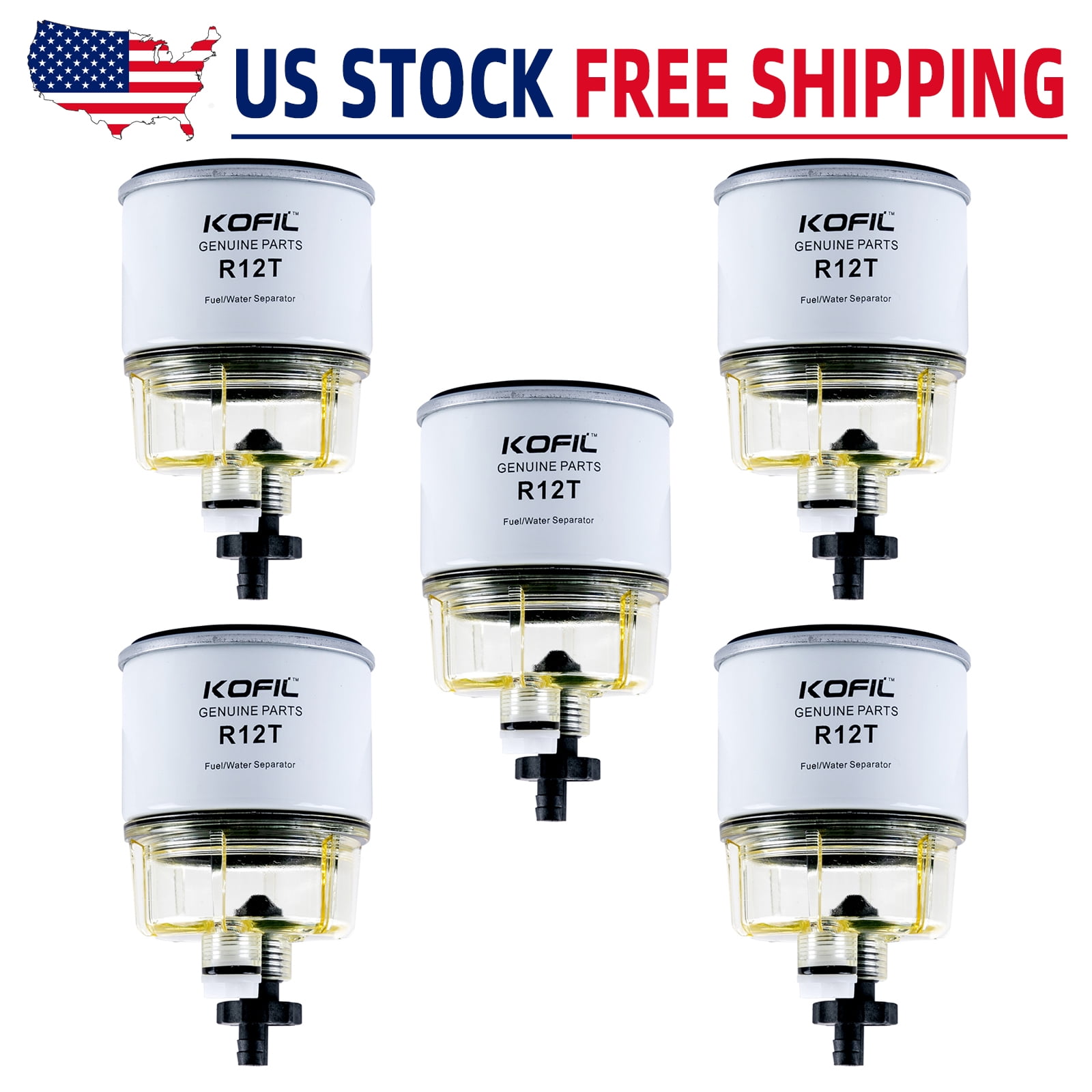 5Pcs R12T Fuel Filter/Water Separator Replacement Spin-on R12T Filter ...