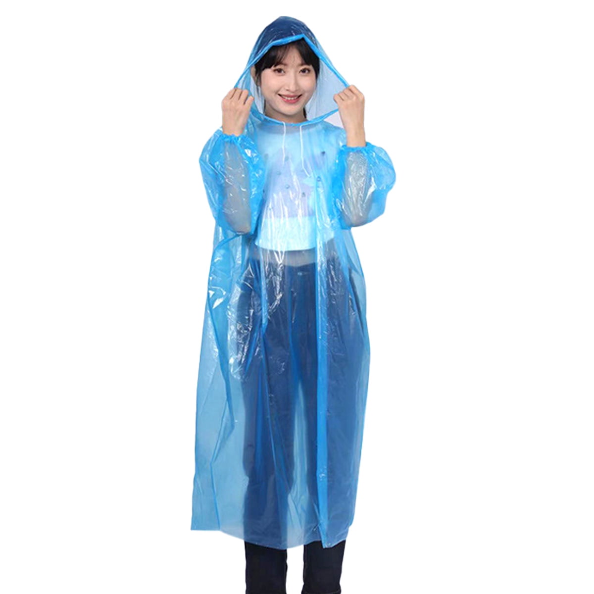 5Pcs Rain Ponchos For Adults - Clear Thick Disposable Raincoat ...