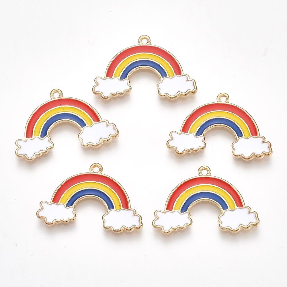 5Pcs Rainbow Charms Alloy Enamel Pendants Jewelry Findings Ornament for ...