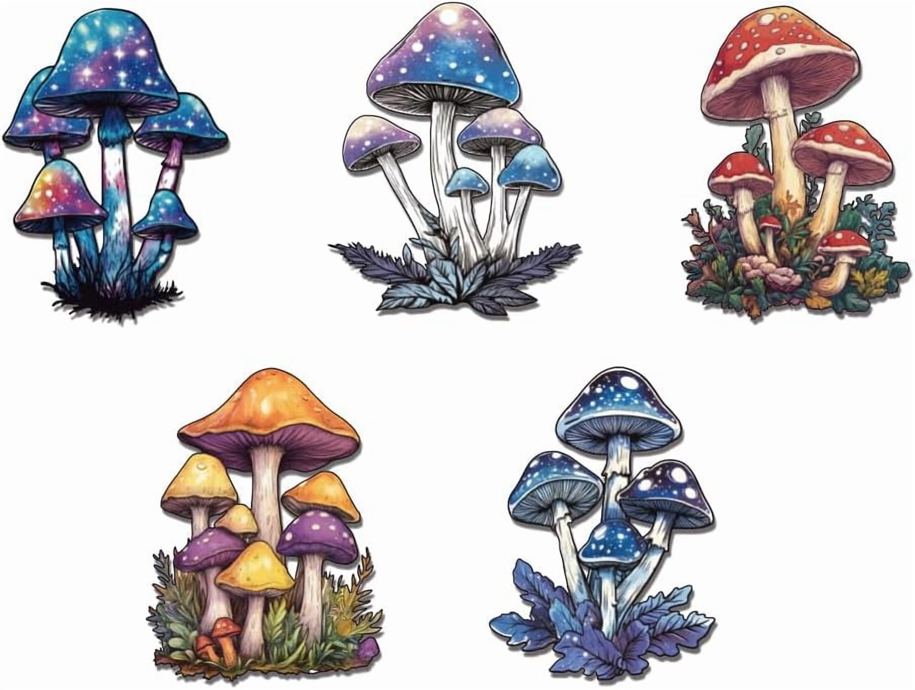 5Pcs Rainbow Mushroom Reflective Vinyl Car Decal Stickers Magic ...