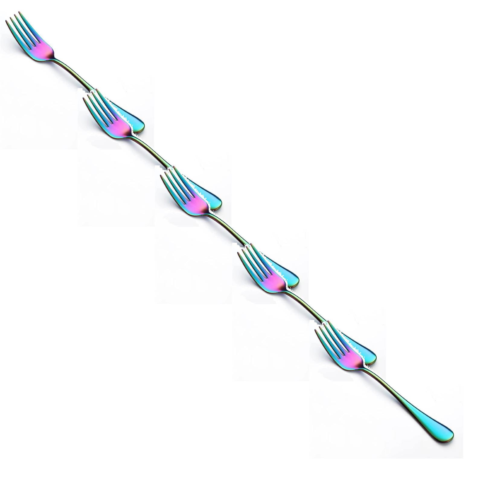 5Pcs Rainbow Stainless Steel Dinner Forks Mutil-Color Forks, Colorful ...