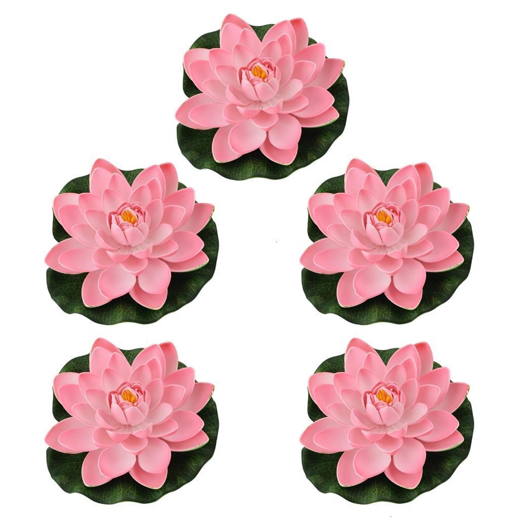 5Pcs Realistic Artificial Floating Flower with Lilies Pad 17cm For Pond ...