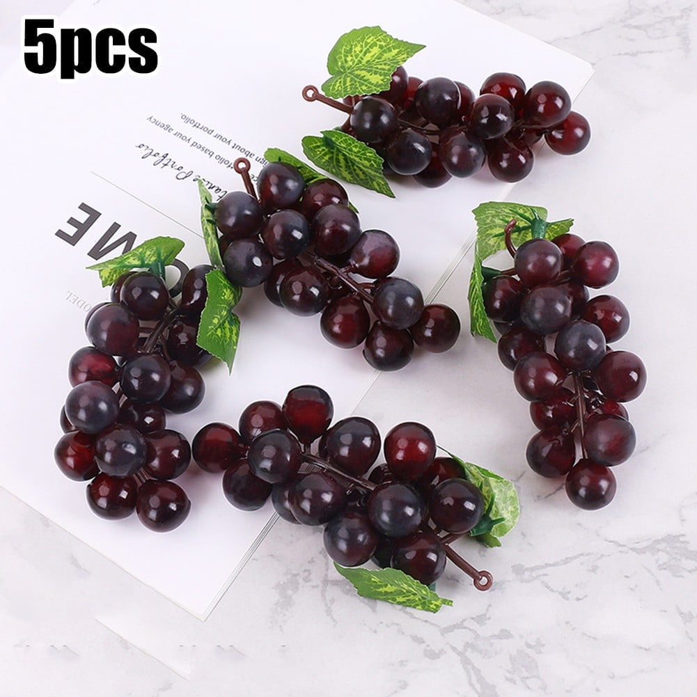 5Pcs Realistic Artificial Lifelike Fake Grapes Clusters with Fake ...