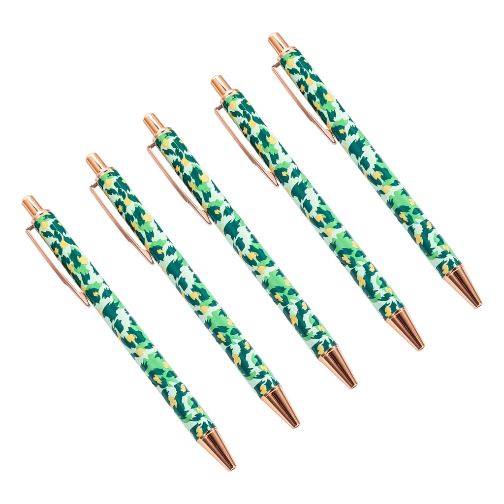 5Pcs Retractable Ballpoint Pen with Pen Clip, Leopard Print Ballpoint ...