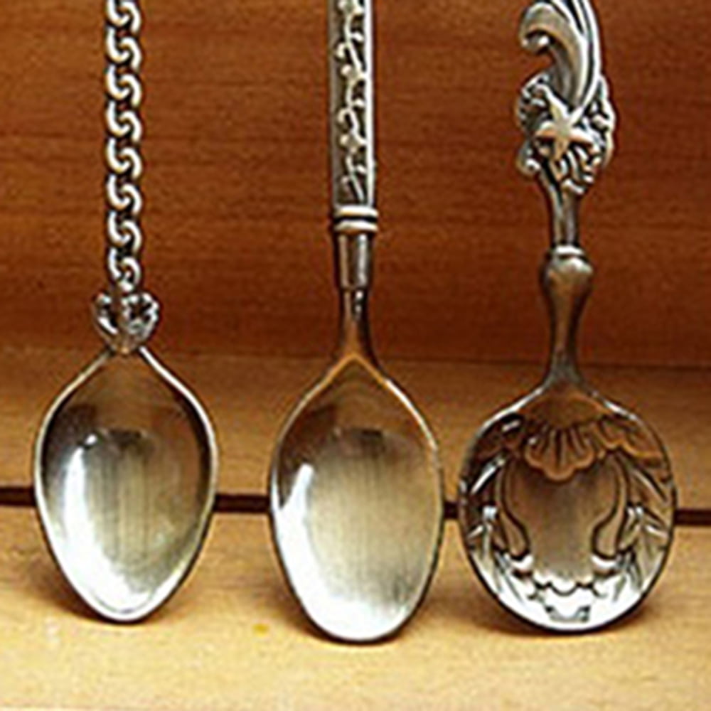 5Pcs Retro Gothic Pattern Carved Coffee Tea Snacks Sugar Spoons Kitchen ...