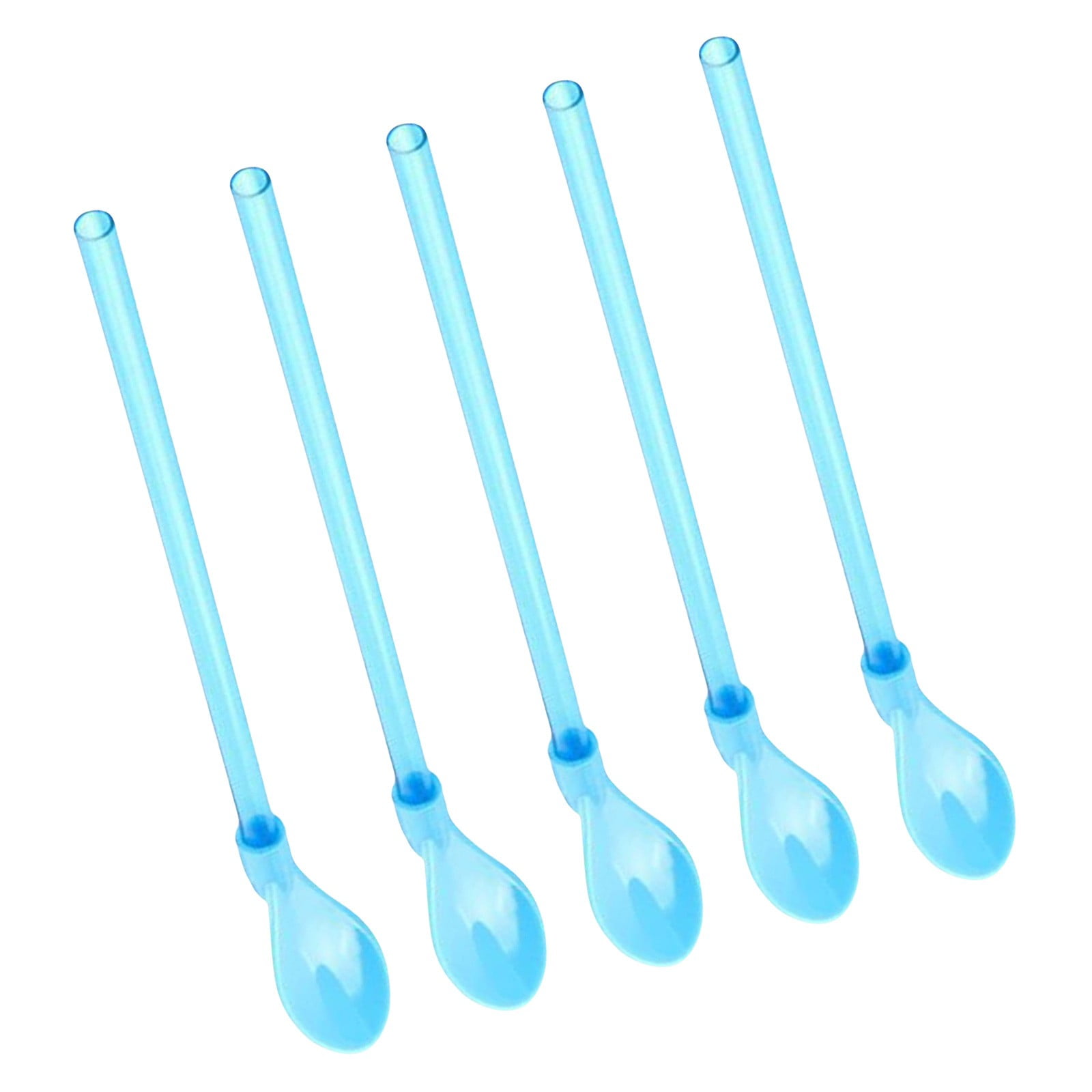 5Pcs Reusable Plastic Stirring Spoons with Straws | Multifunction ...