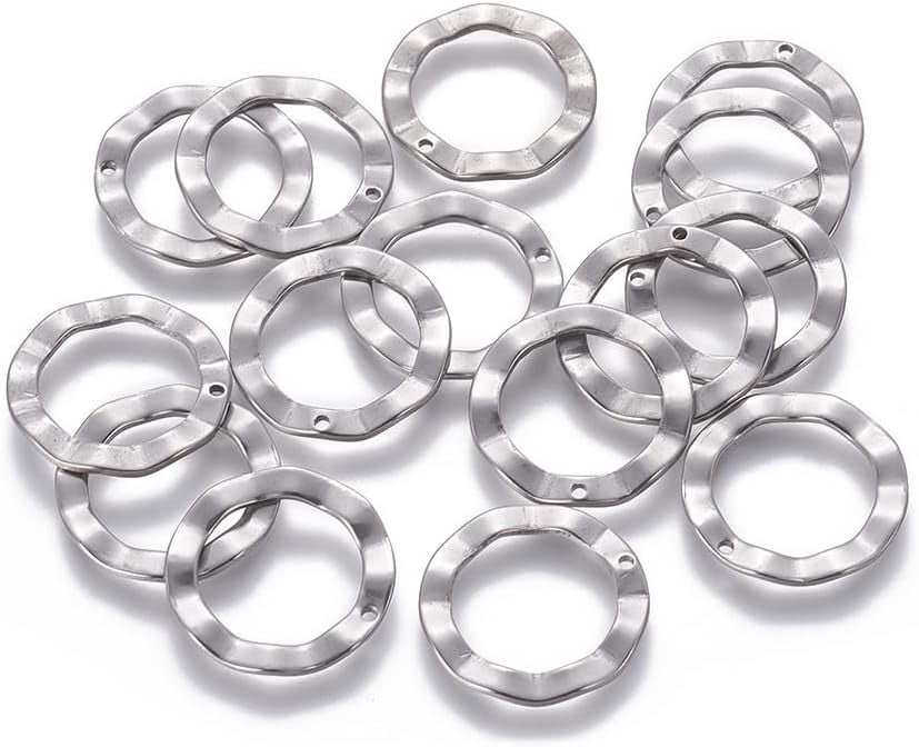 5Pcs Ring Charms Resistant 201 Stainless Steel Pendants Stainless Steel ...