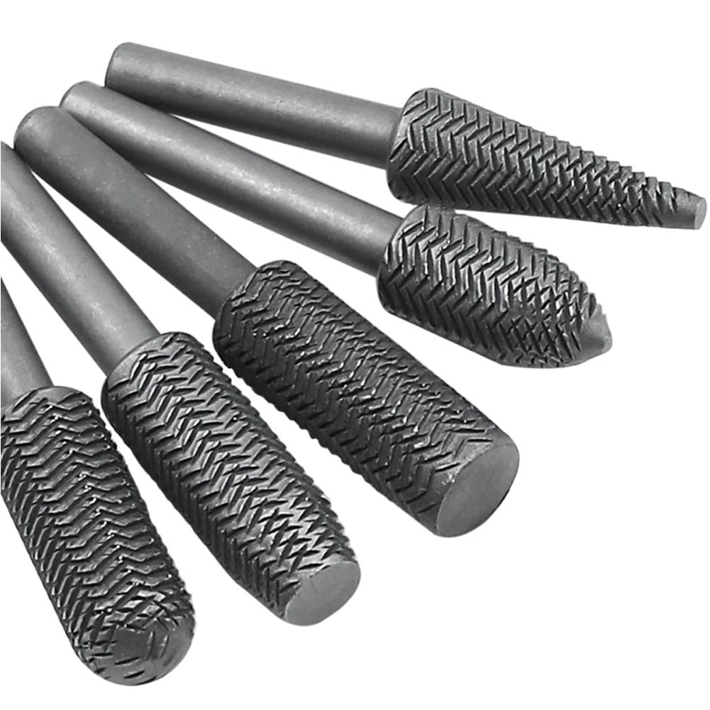 5Pcs Rotary Rasp File Set Steel File 6Mm Shank Carving Bit Double ...