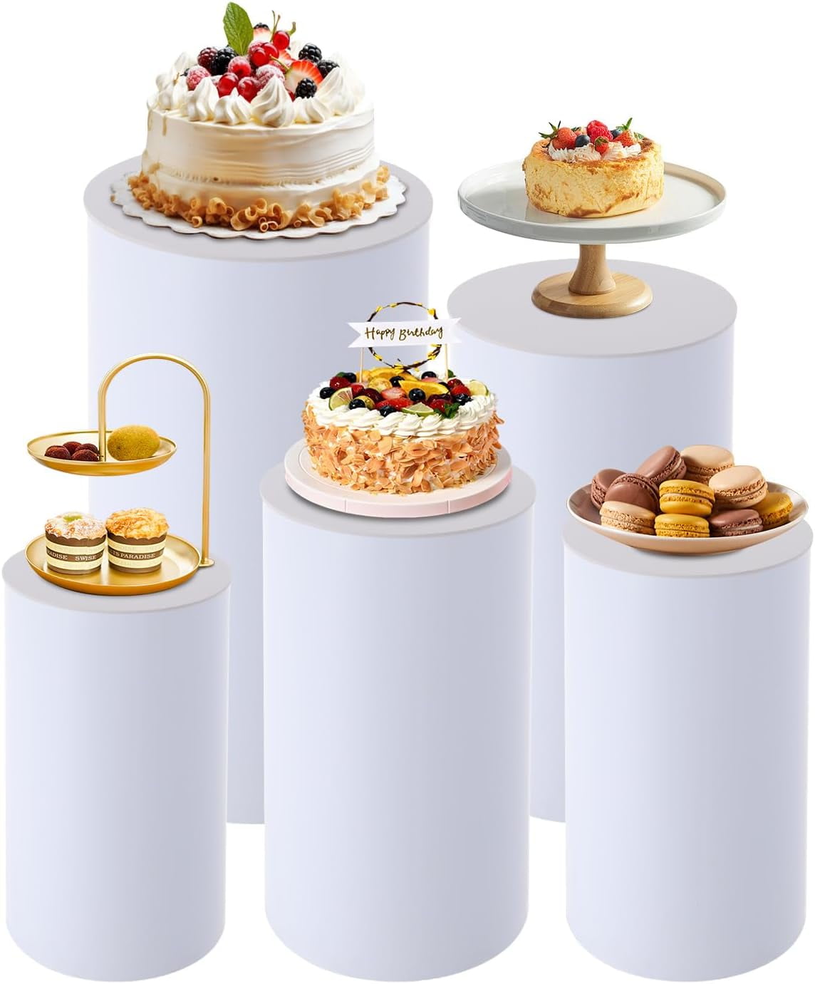5Pcs Round Cylinder Pedestal Stands, Cylinder Stands for Party, Wedding ...