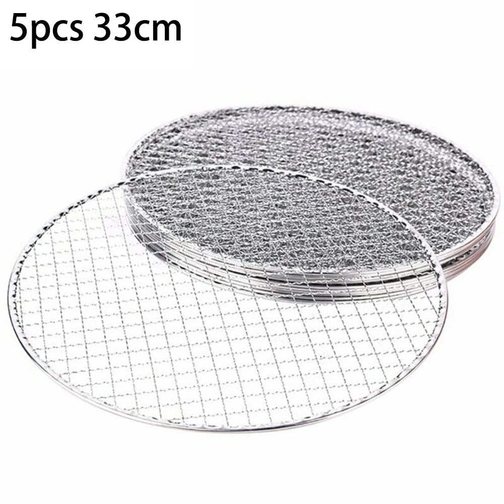 5Pcs Round Disposable Wire Net Grill Racks Iron Roast Grate Cooking ...