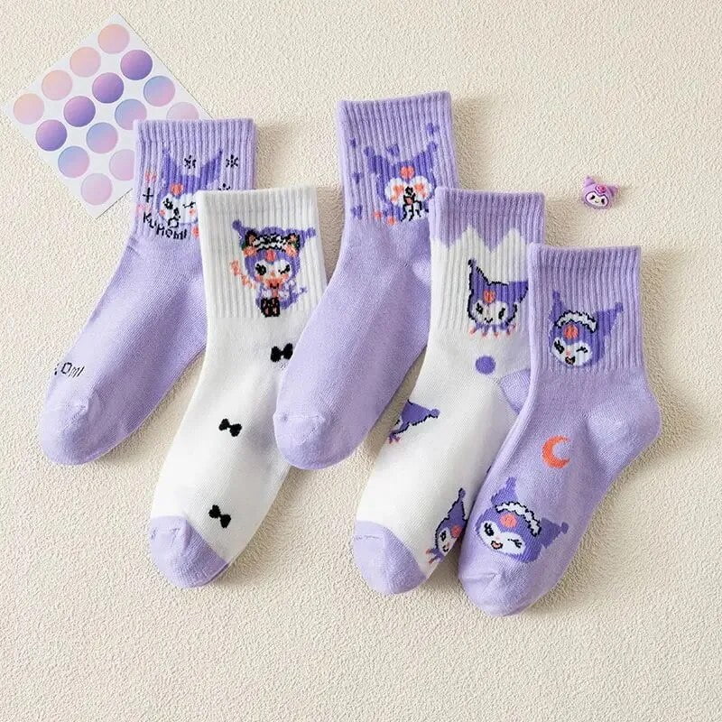 5Pcs Sanrio Anime Hello Kitty Socks My Melody Comfortable Breathable ...