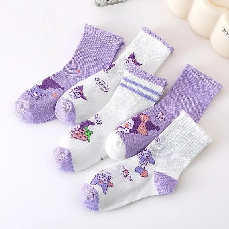 5Pcs Sanrio Anime Hello Kitty Socks My Melody Comfortable Breathable ...