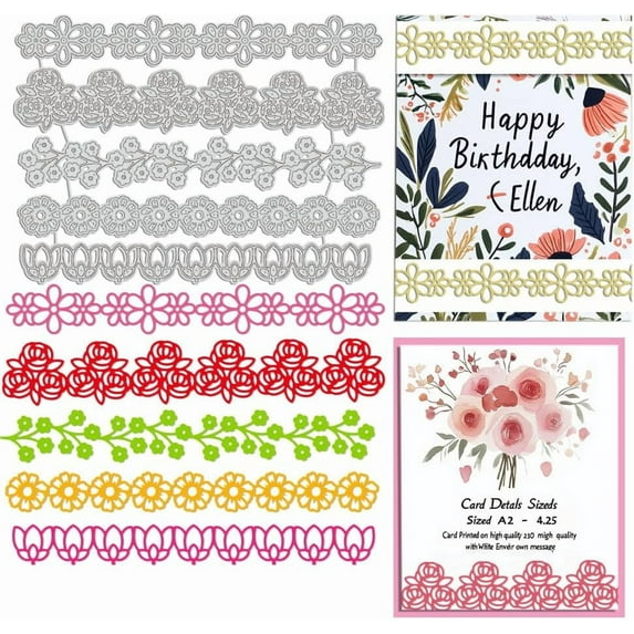 5Pcs/Set Flower Background Borders Cutting Dies forCard Making Floral ...