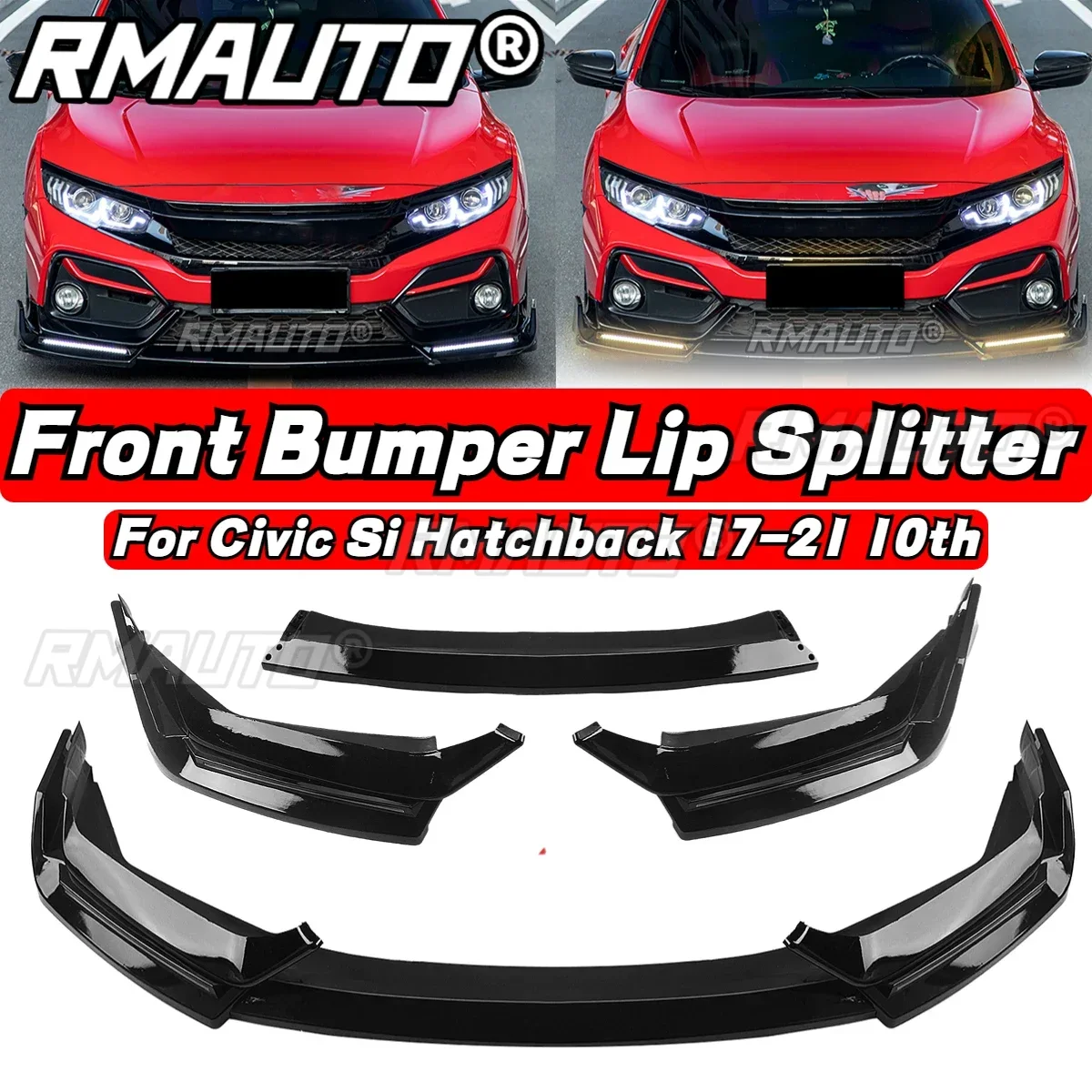 5Pcs/Set Front Bumper Lip with Signal Light Bumper Guard Splitter Body ...