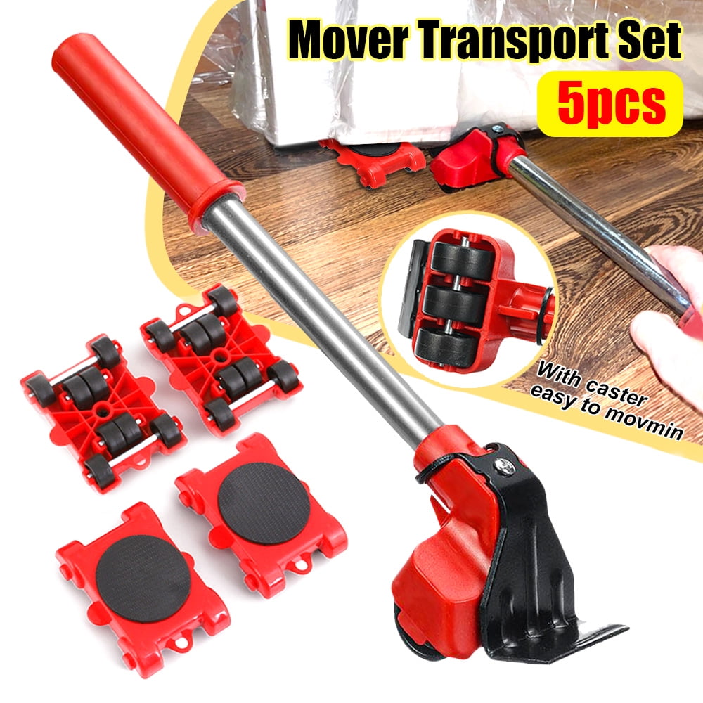 5Pcs/Set Heavy Duty Furniture Lifter Mover Roller with Wheel Bar Moving ...