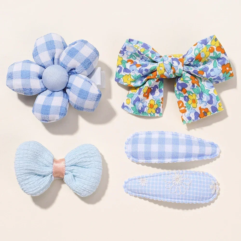 5Pcs/Set Mini Baby Girl Hair Clip Cute Floral Bow Bunny Princess ...