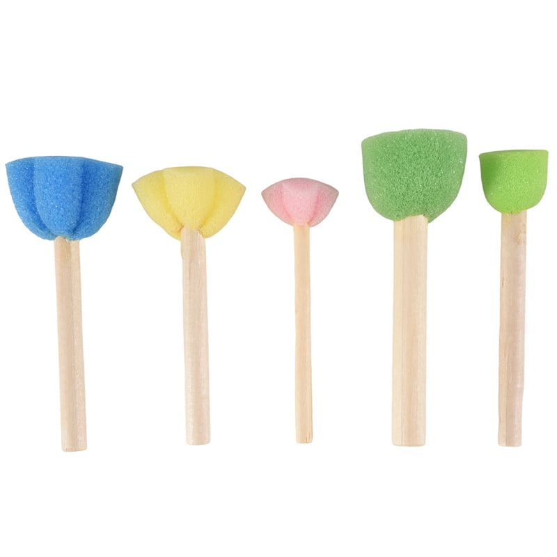 5Pcs/Set Sponge Paint Brushes Toys Wooden Handle Seal Sponge Brushes Kids Children wood ...