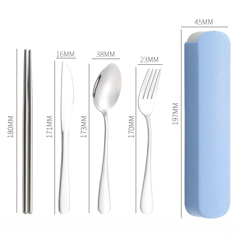 5Pcs/Set Travel Camping Cutlery Set Portable Tableware Stainless Steel ...