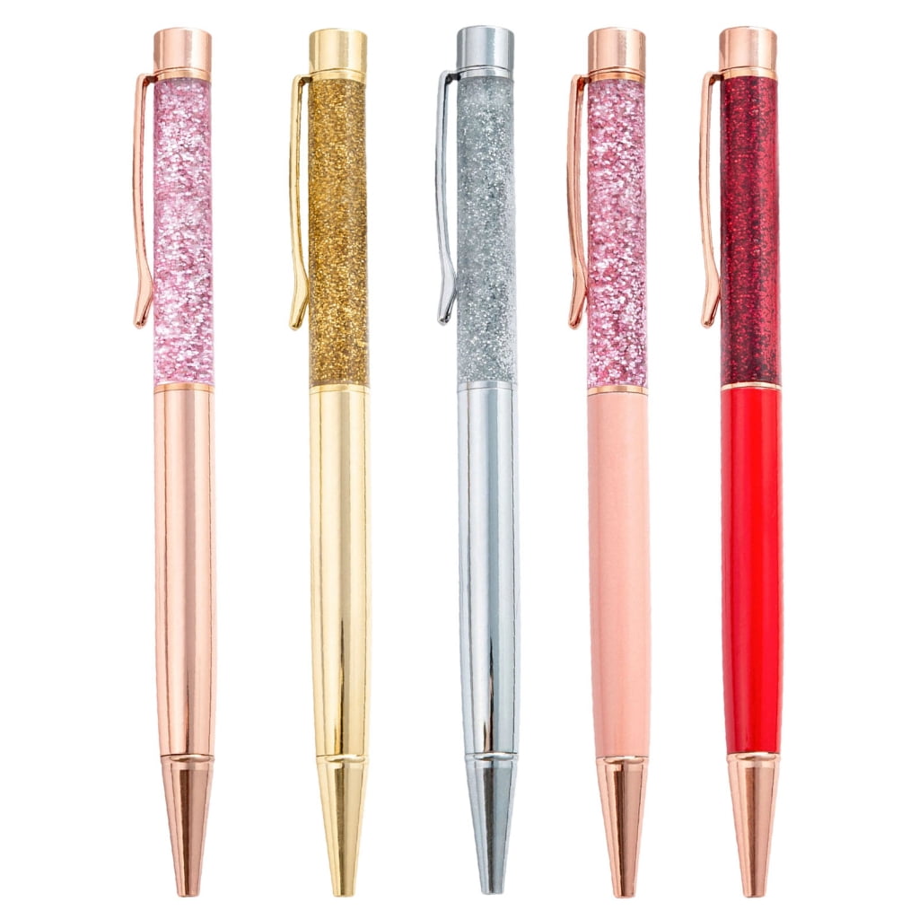 5Pcs Shimmering Sequins Drift Sand Ballpoint Pen Metal Ballpoint Pens ...