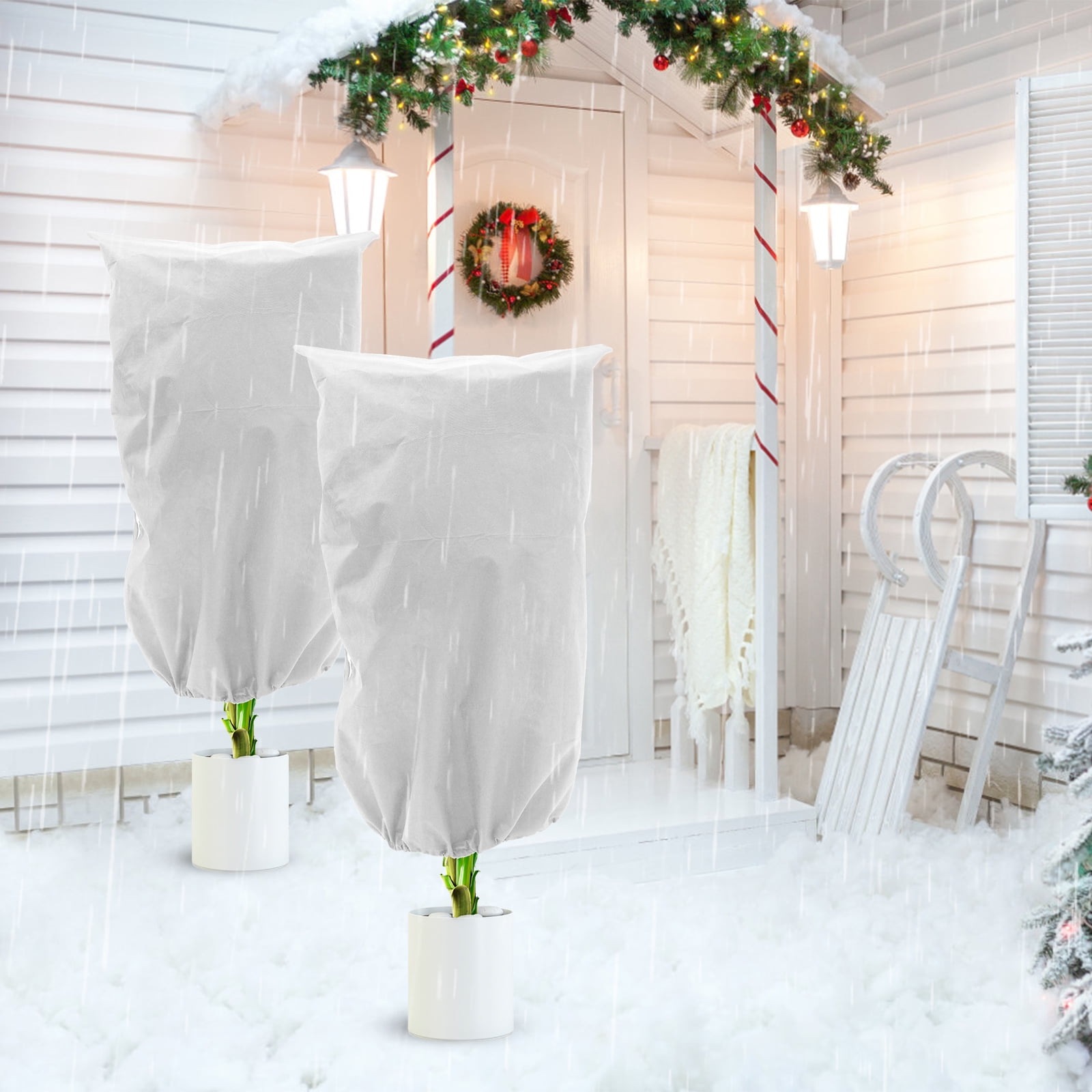 5Pcs Shrub Cover Freeze Protection Reusable Winter Drawstring Shrub ...