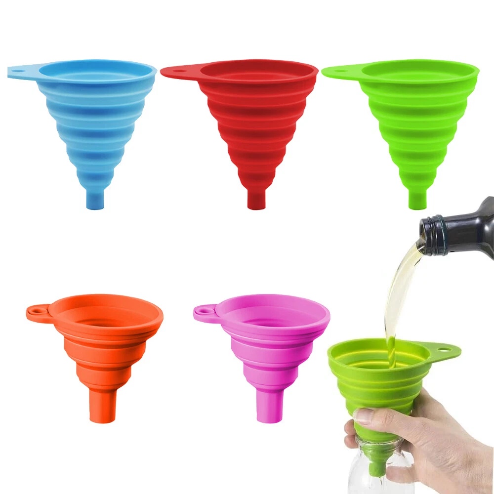 5Pcs Silicone Collapsible Funnels For Kitchen Use Filling Bottles Water ...