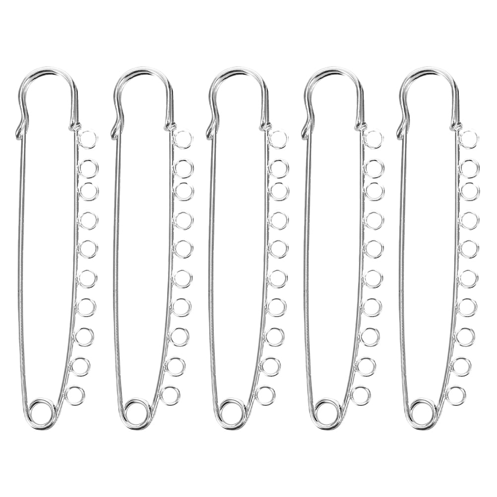 5Pcs Silver Circle Safety Pins Brooches Sweater Shawl Clips Heavy Duty ...