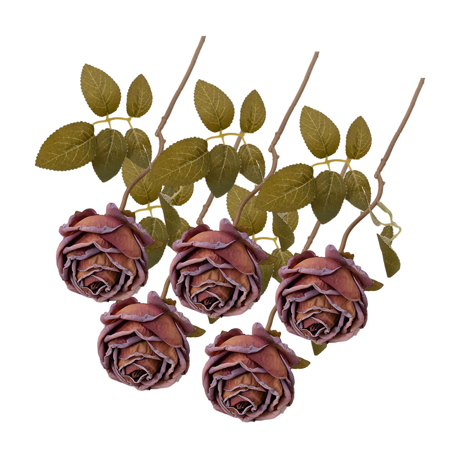 5Pcs Simulation Rose Realistic Faux Burnt Edge Rose Vibrant Colored ...