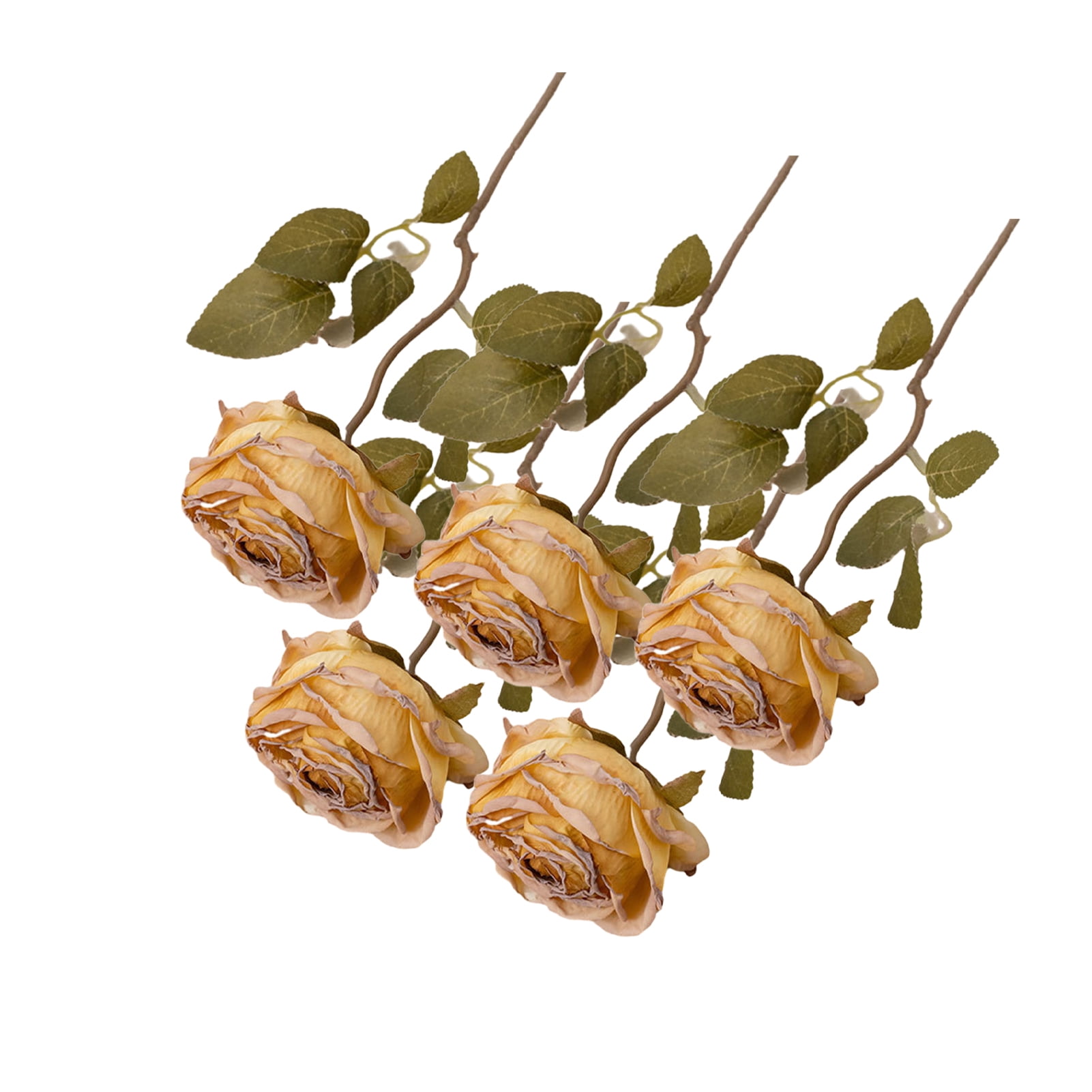 5Pcs Simulation Rose Realistic Faux Burnt Edge Rose Vibrant Colored ...