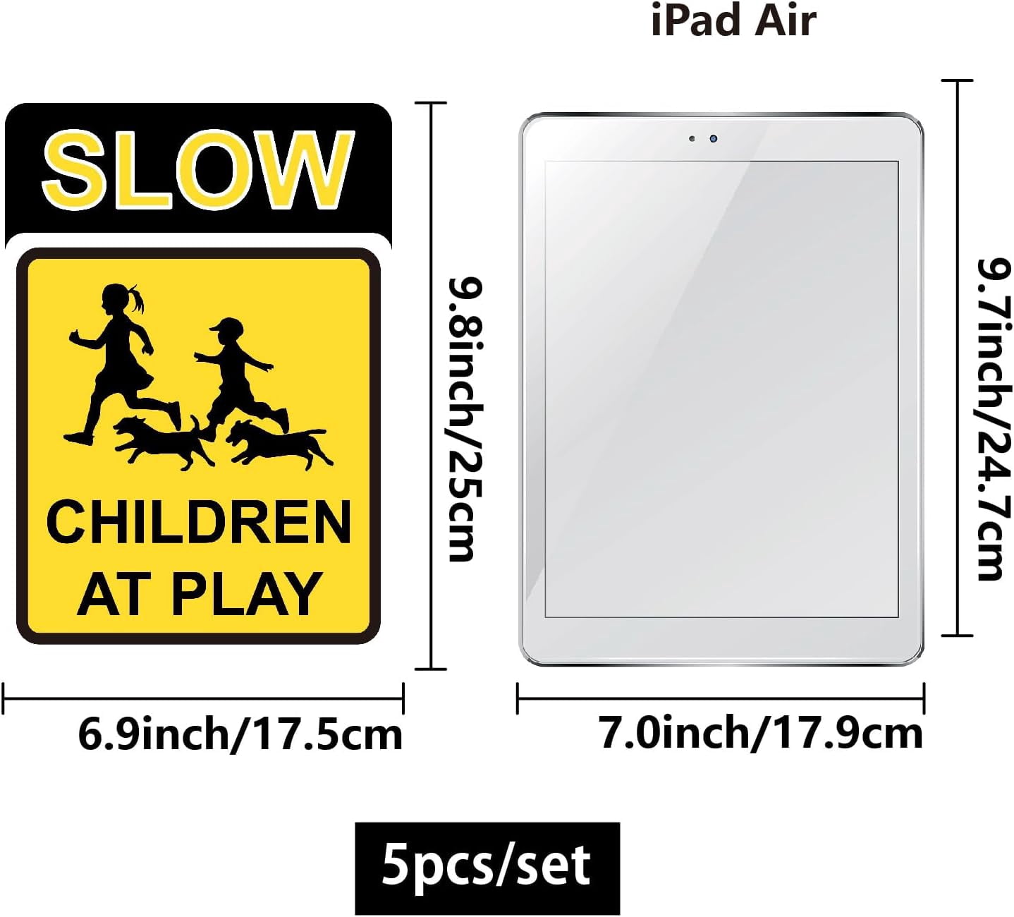 5Pcs Slow Down and Pet at Play Sign Stickers Safty Warning 10 x 7in ...