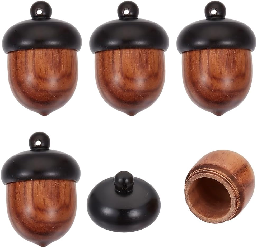 5Pcs Small Acorn Charms Wood Necklace Charms Christmas Nut Camel ...