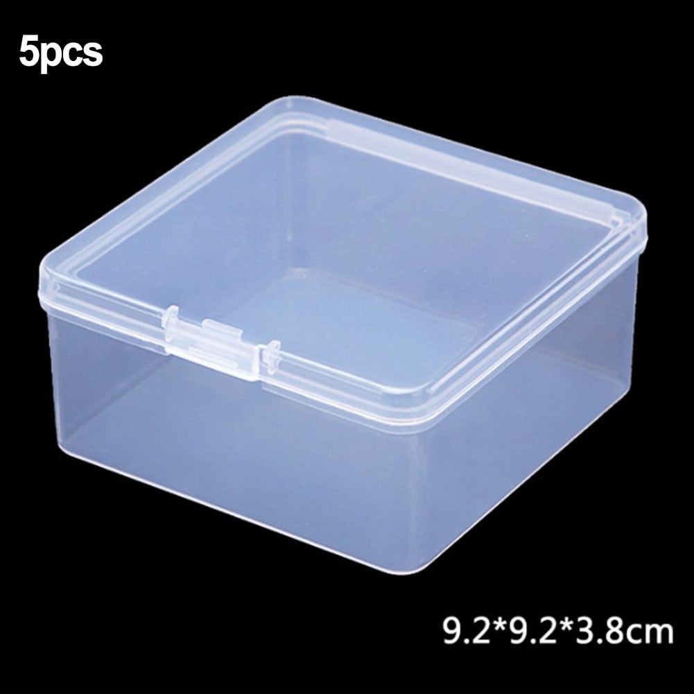 5Pcs Small Clear Plastic Small Box Hook Jewelry Earplugs Container ...