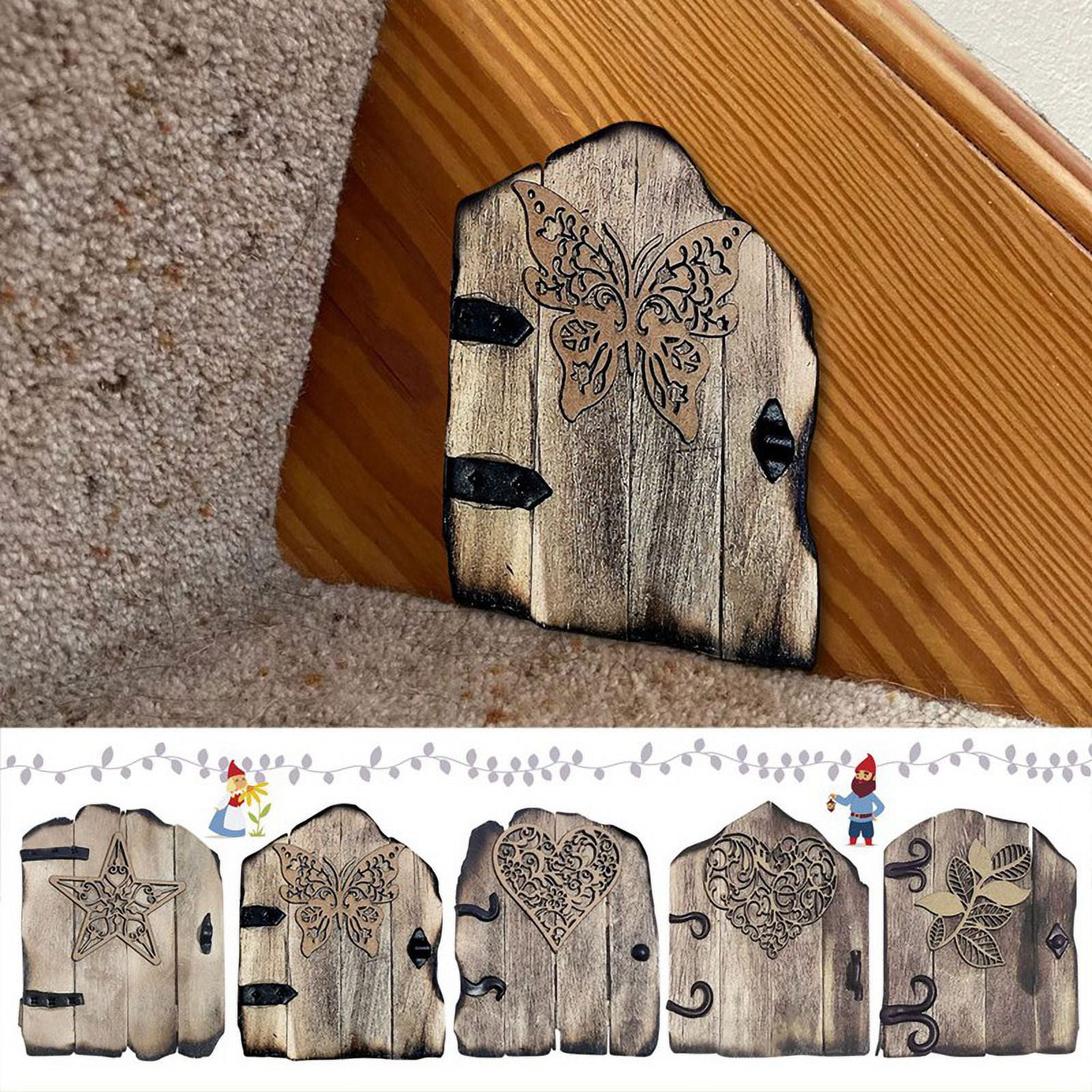 5Pcs Small Fairy Door Garden Decor Decorative Pattern Carved Miniature ...