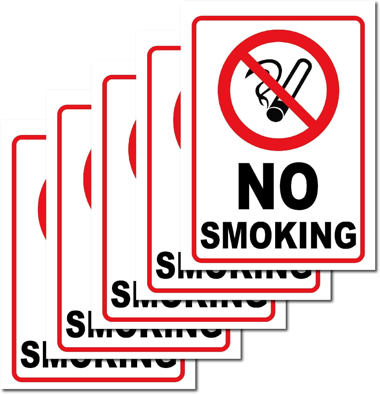 5Pcs No Smoking Symbol Warning Sign Stickers 10 x 7in Vinyl Decal ...