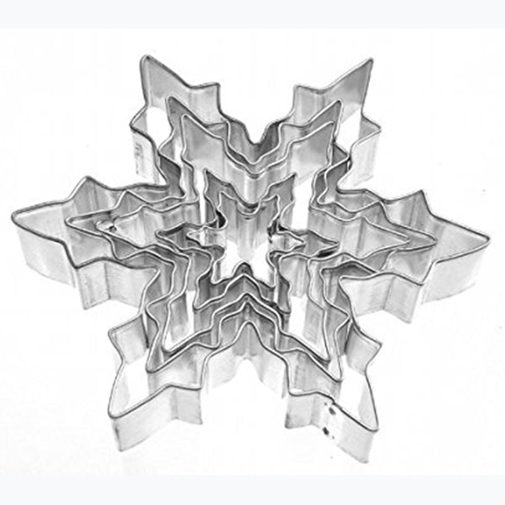 5Pcs Snowflake Cookie Cutters, Stainless Steel, DIY Cake Fondant ...