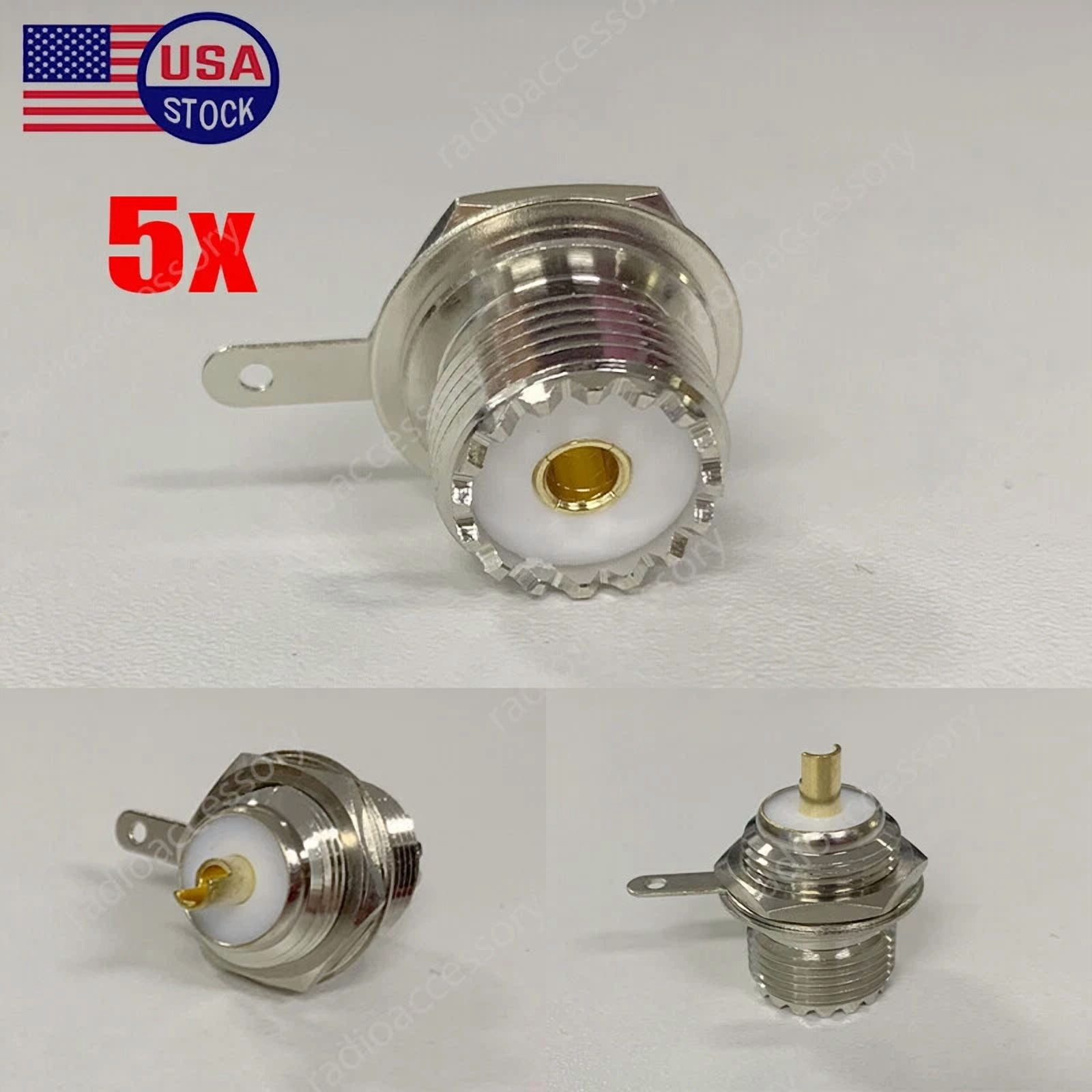 5Pcs So-239 Female Uhf Jack Round Solder Chassis Mount So239 Bulkhead ...