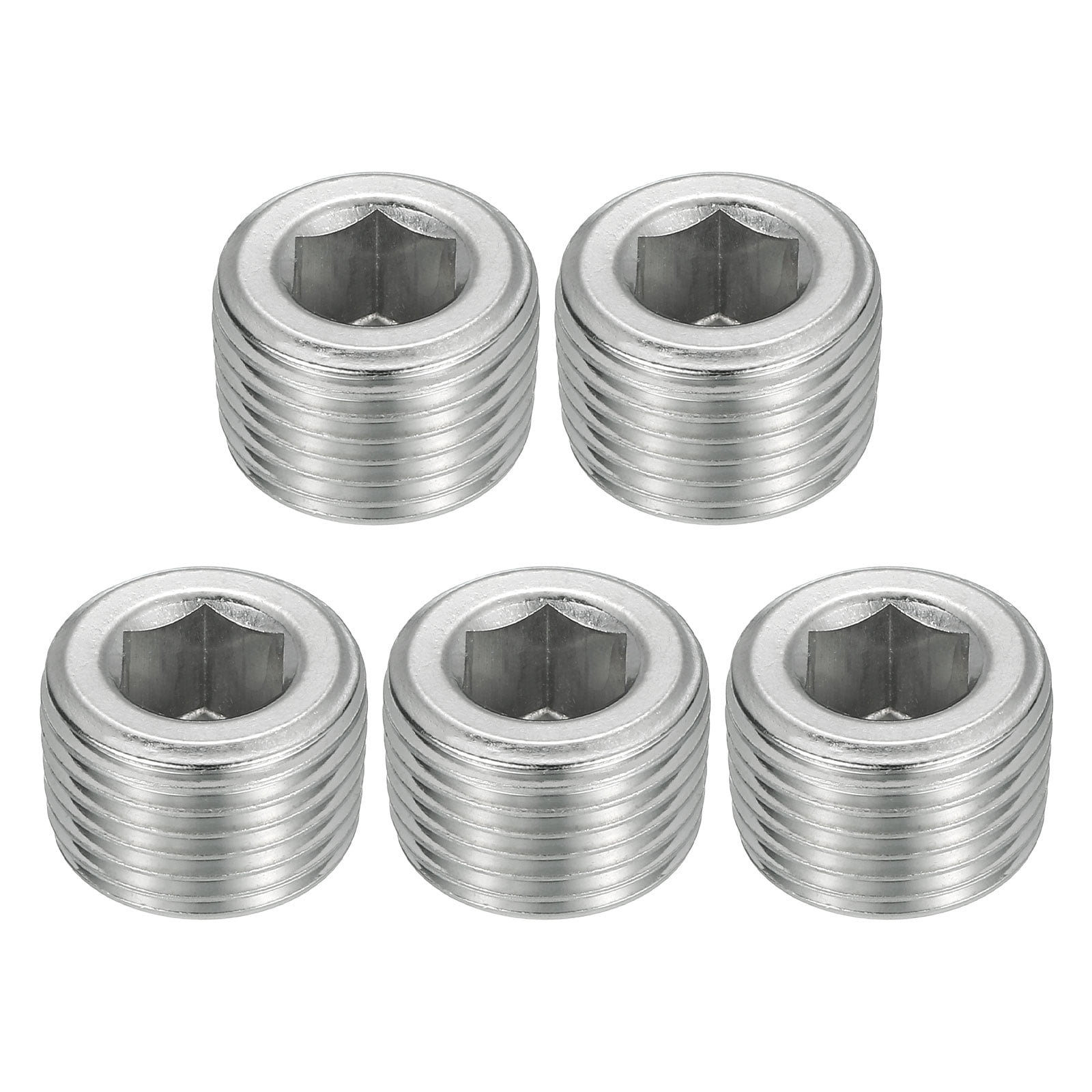 5Pcs Socket Pipe Plugs, NPT 1/2"Stainless Steel Hex Thread Pipe Caps, Silver - Walmart.com