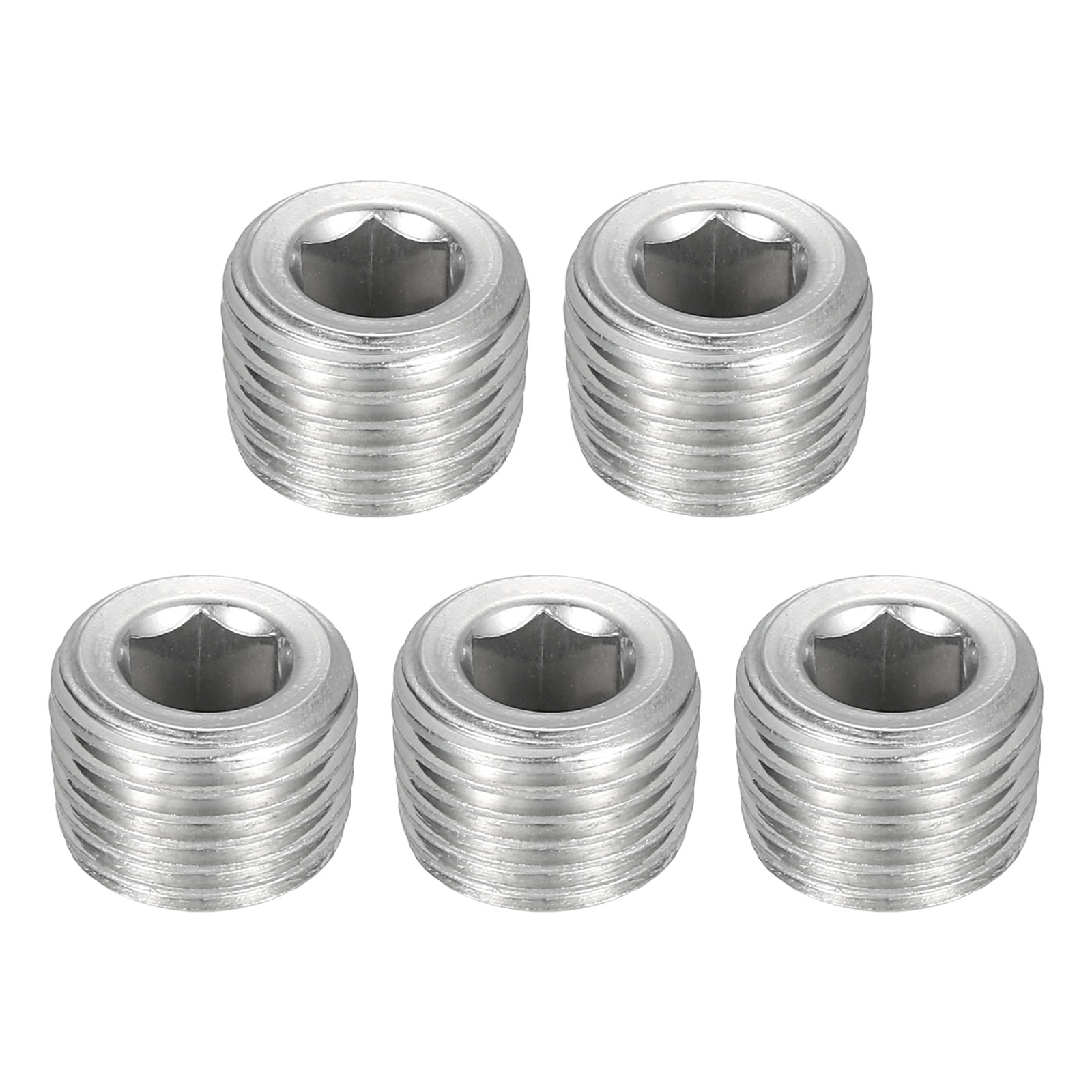 5Pcs Socket Pipe Plugs, NPT 1/4"Stainless Steel Hex Thread Pipe Caps ...
