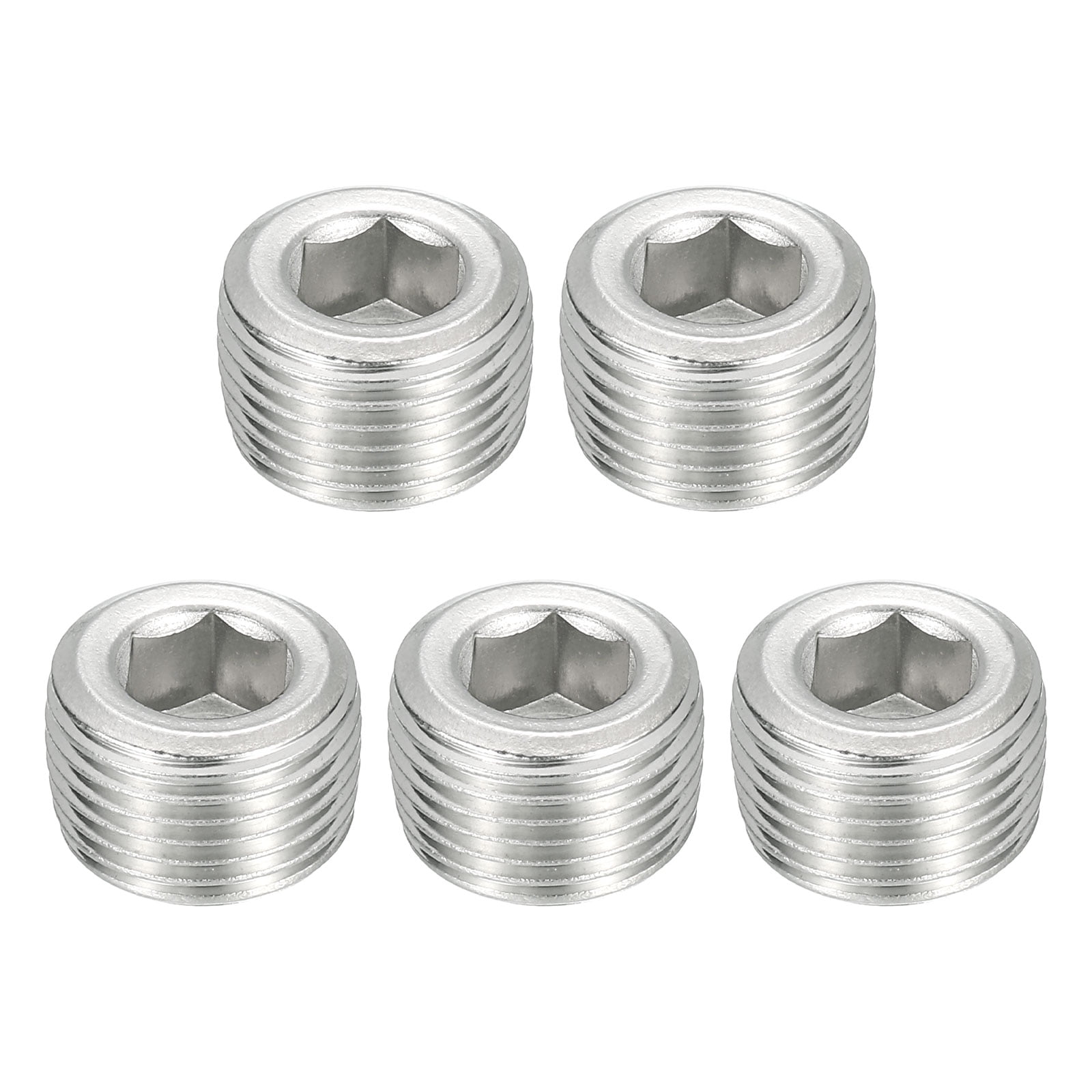 5Pcs Socket Pipe Plugs, NPT 3/8"Stainless Steel Hex Thread Pipe Caps, Silver - Walmart.com
