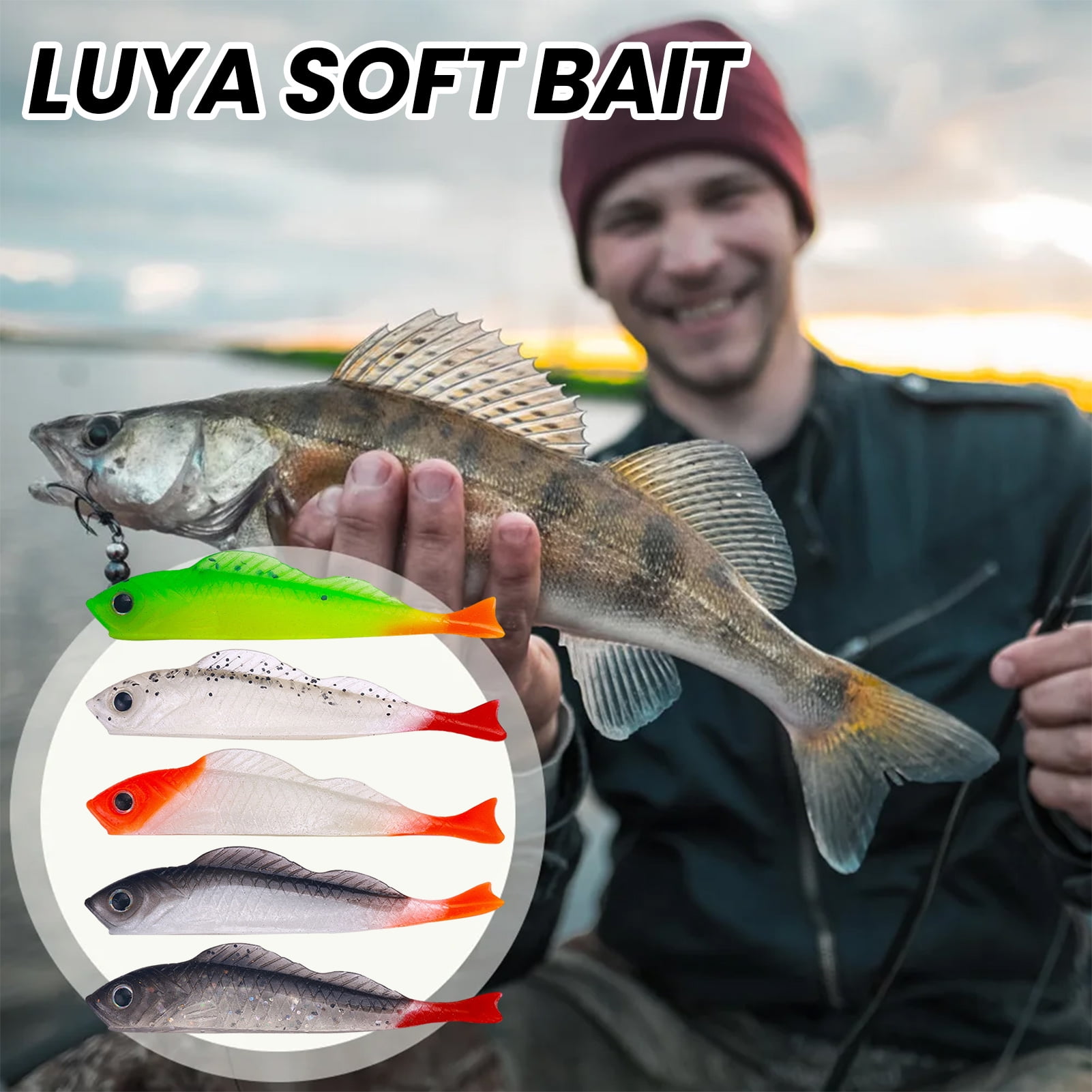 5Pcs Soft Bait 2.7g/7cm 3D Simulated Fish Eyes Soft Worm Fishing Lure ...