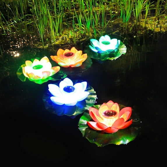 5Pcs Solar Floating Lights under $5! Kadlawus Solar Powered LED Lotus ...