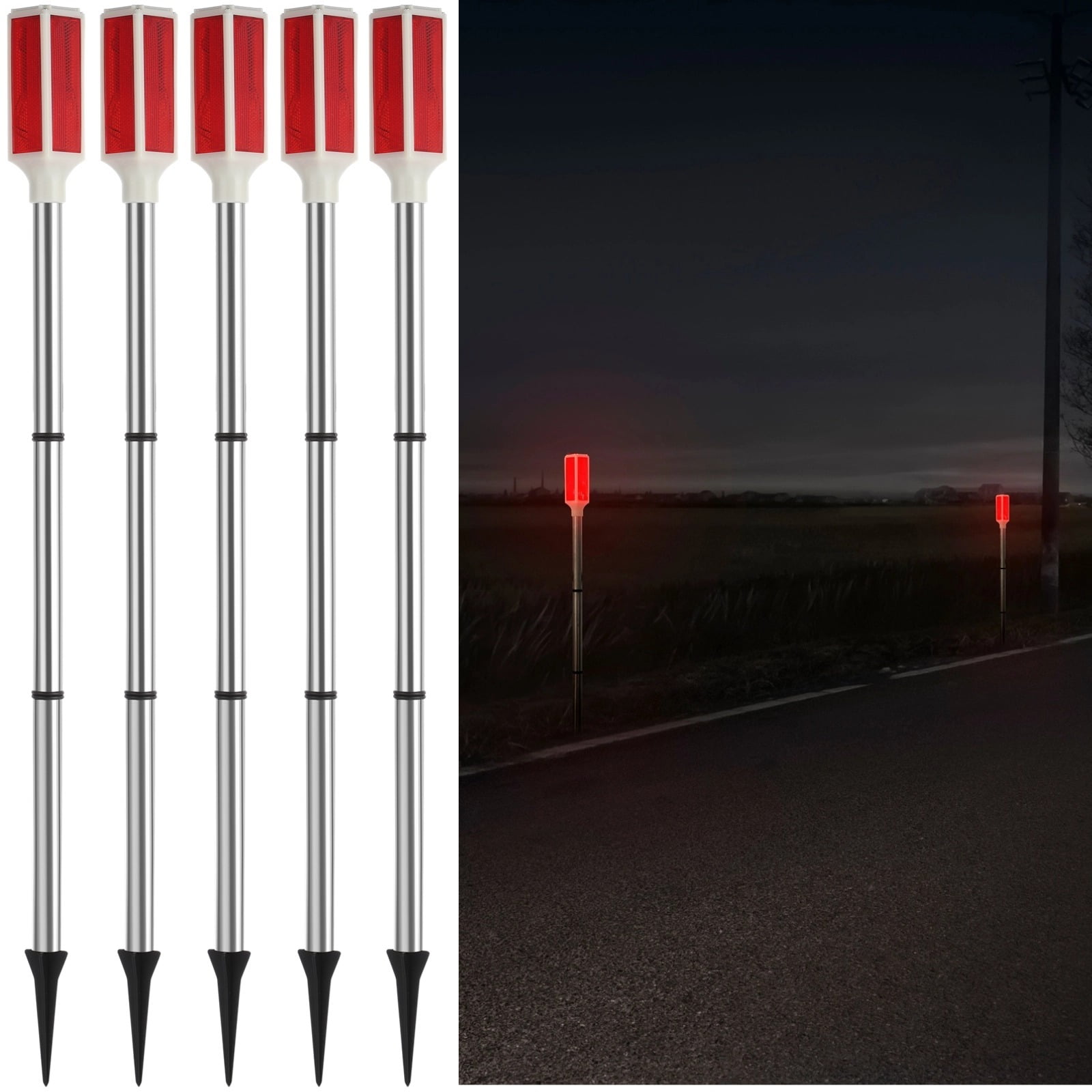 5Pcs Solar Powered Driveway Markers, Solar Warming Landscape Lights ...