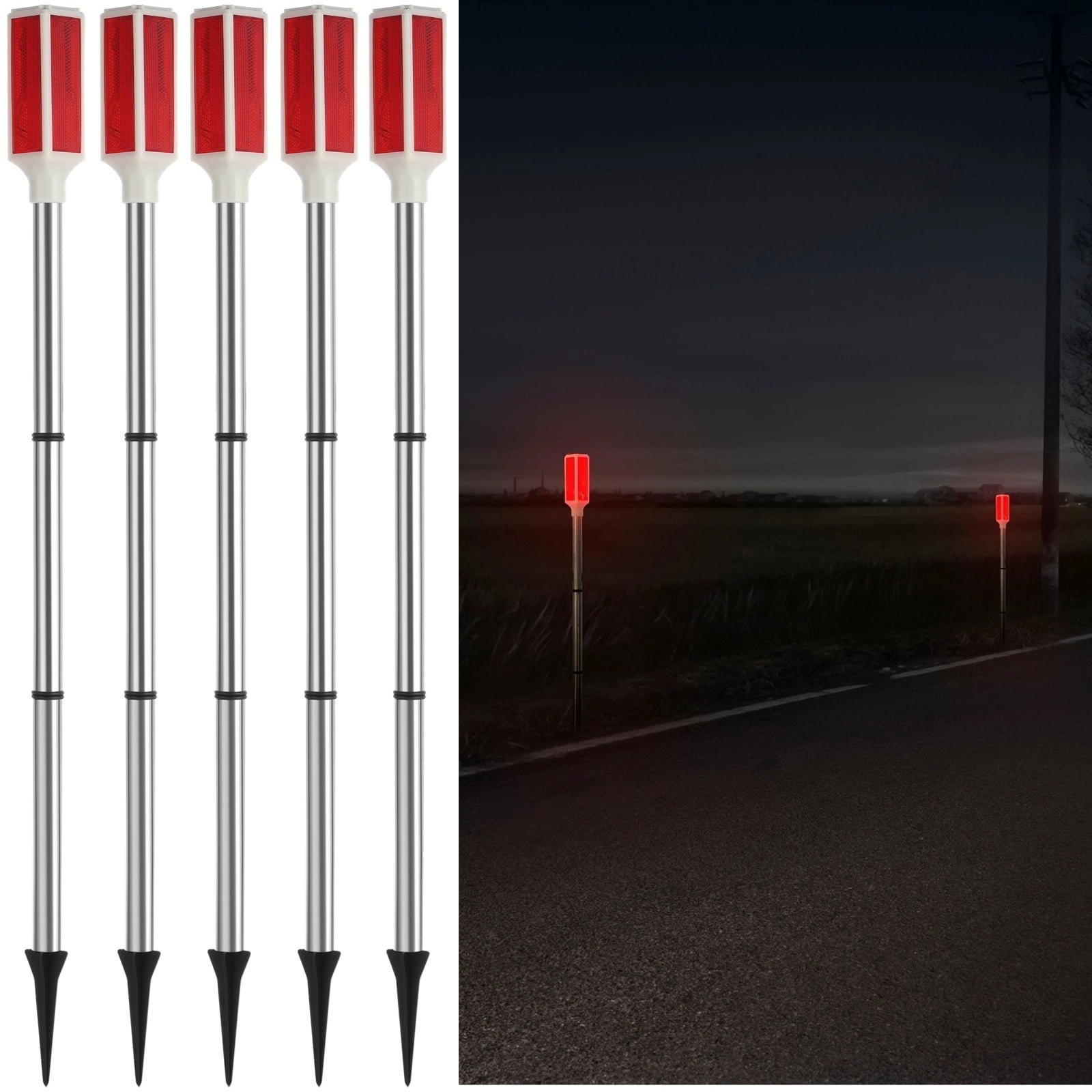 5Pcs Solar Powered Driveway Markers, Solar Warming Landscape Lights ...