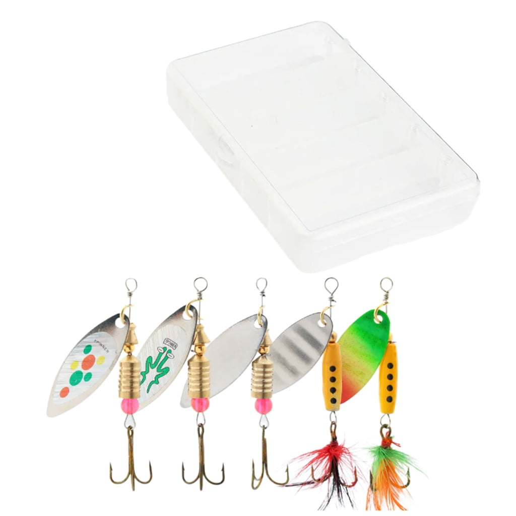 5Pcs Spinner Fishing Lures with Hook Long Cast Metal Lures Hard Metal ...