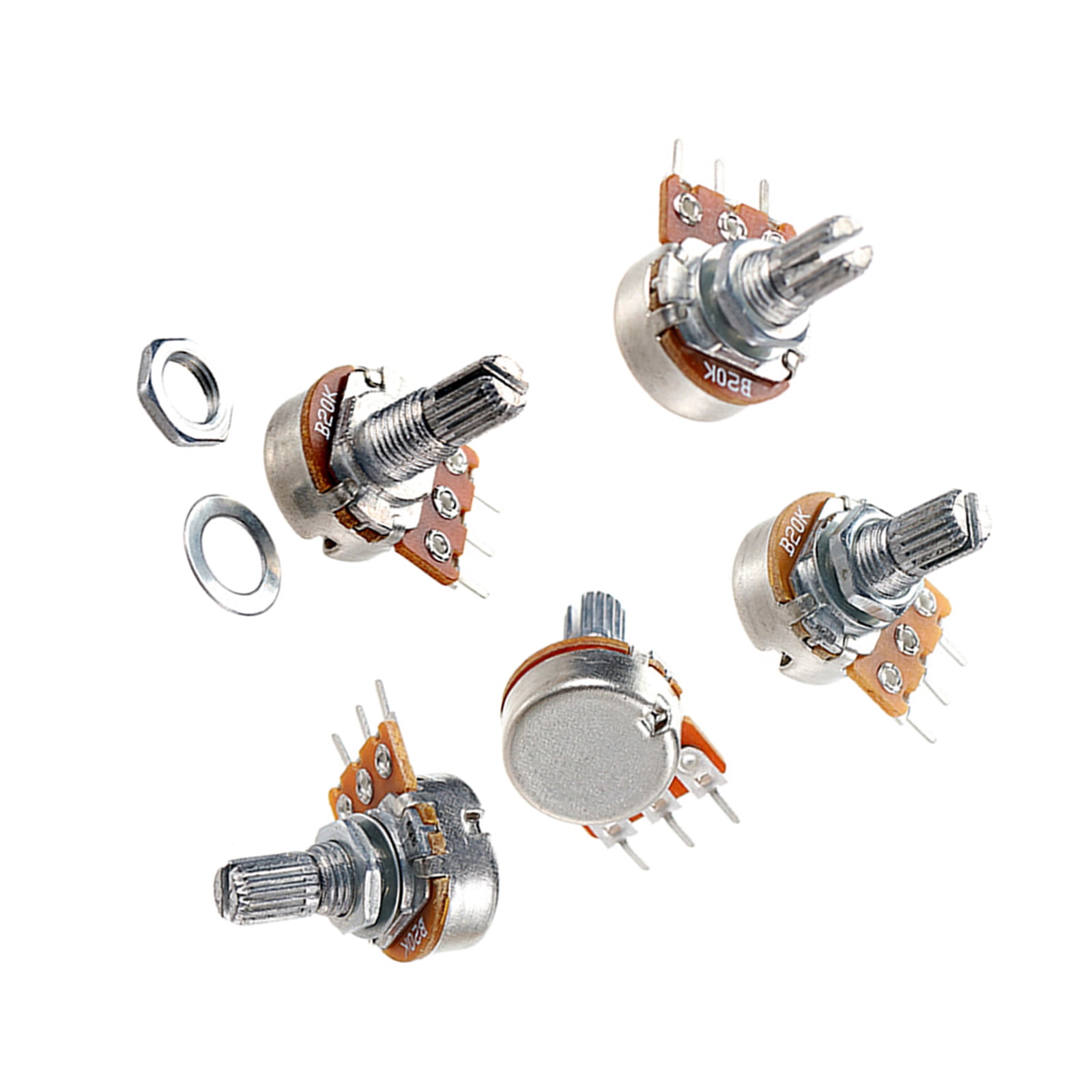 5Pcs Split Shaft Guitar Potentiometer B20K Guitars Amps Potentiometer ...