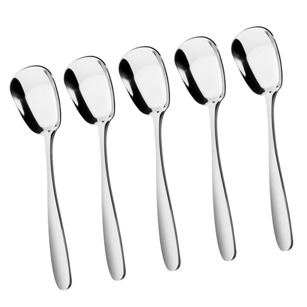 5Pcs Square Head Cooking Spoons Effective Stainless Steel Dessert and ...