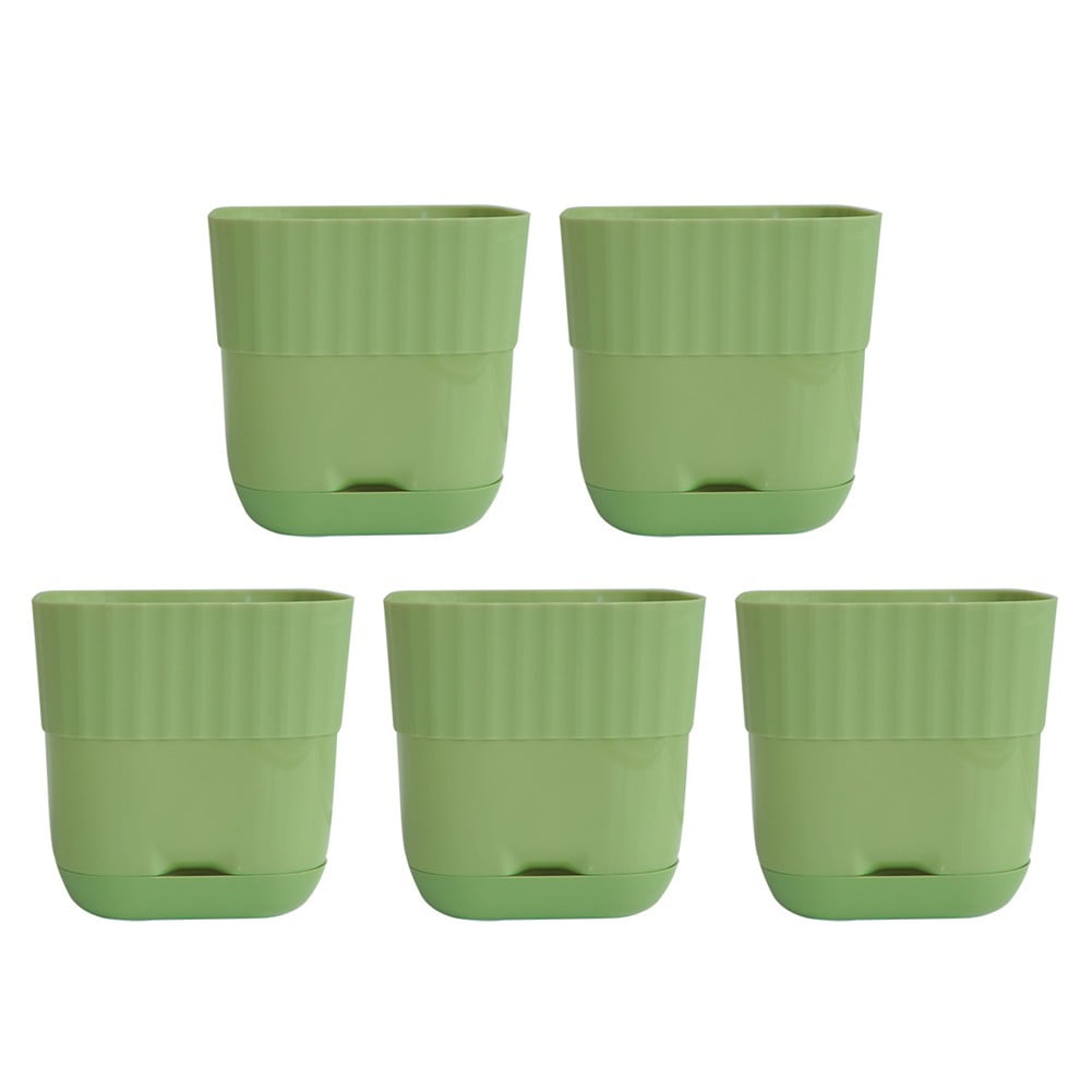 5Pcs Square Resin Plant Pots With Drainage Holes And Saucers - Colorful ...