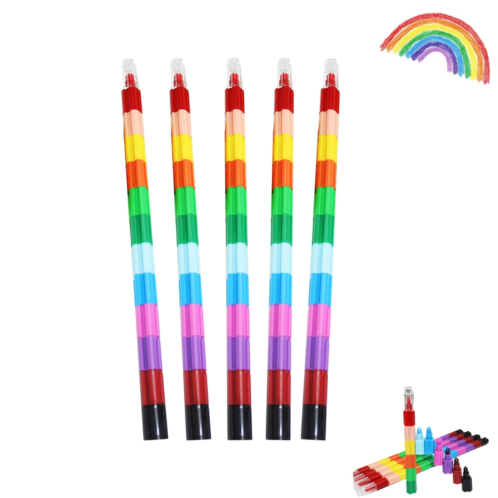 5Pcs Stackable Buildable Crayons,12 Colors Stackable Buildable Square ...